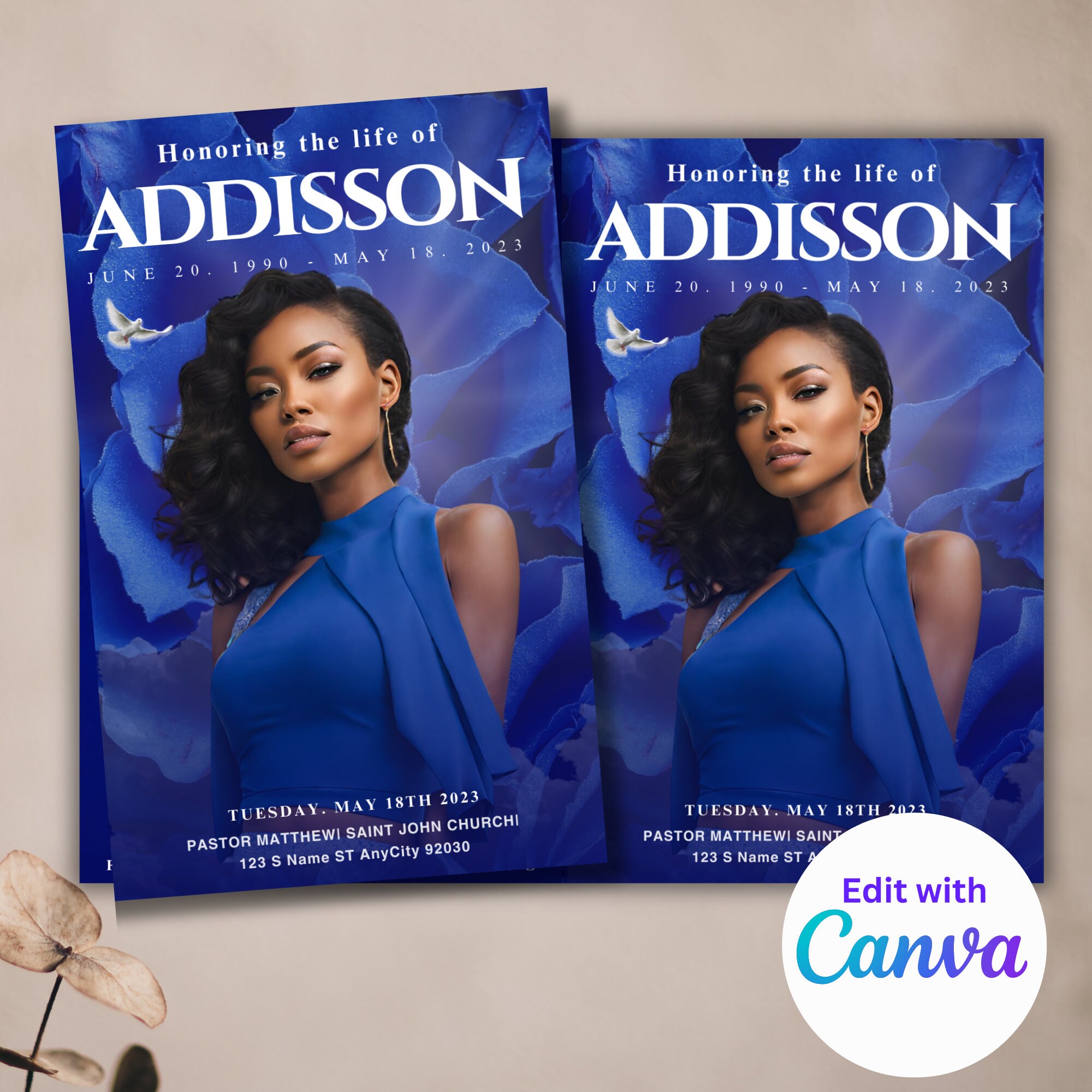 Funeral Program Booklet, Mogul Magazine Style, 8 Pages, Celebration of ...