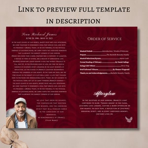 Elegant Red Rose Funeral Program | Obituary Program Template | Classy ...