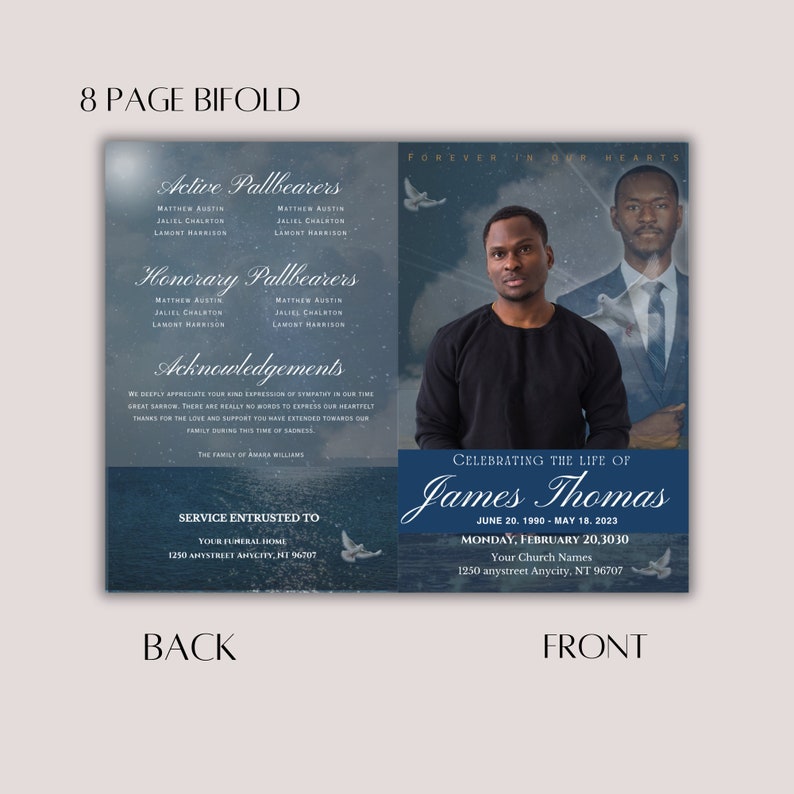 Personalized Memorial Program 8 Pages Obituary Template celebration of ...