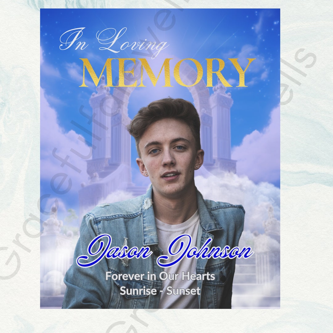 In Loving Memory PNG, Blue Sky Heaven Stairway Memorial Background for ...