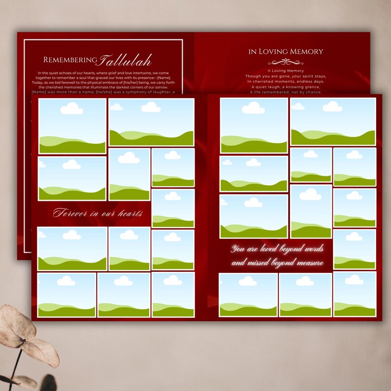 Red Funeral Program Template | Mogul Magazine Style (digital Download ...