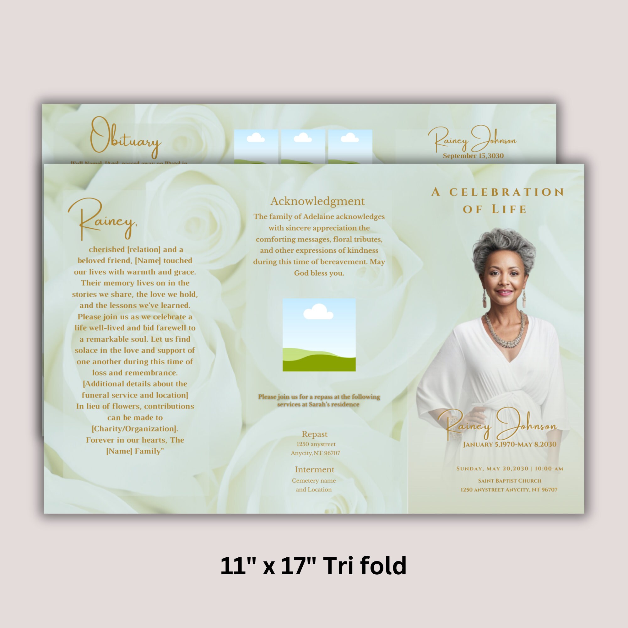 Elegant Funeral Program Template | Celebration of Life (digital ...