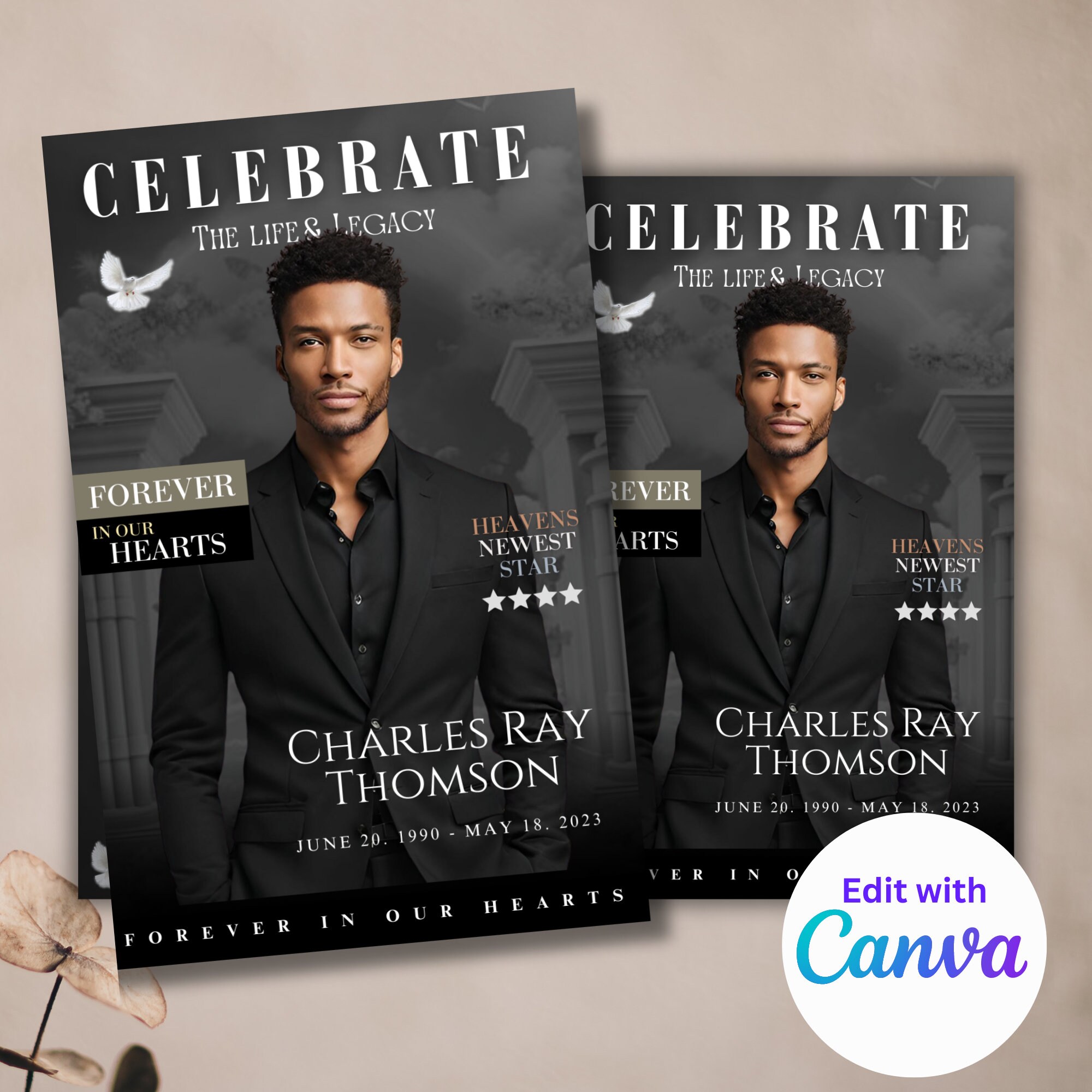 Personalized Memorial Program 8 Pages Obituary Template Magazine Cover ...
