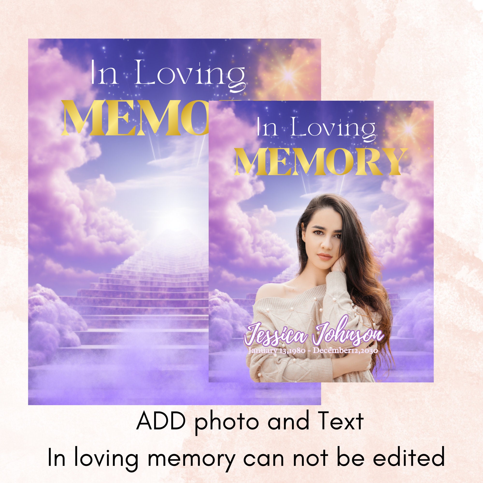 In Loving Memory, Purple Sky Heaven Stairway Memorial Background for ...