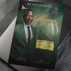 Green Memorial Program | Celebration of Life Template (digital Download ...