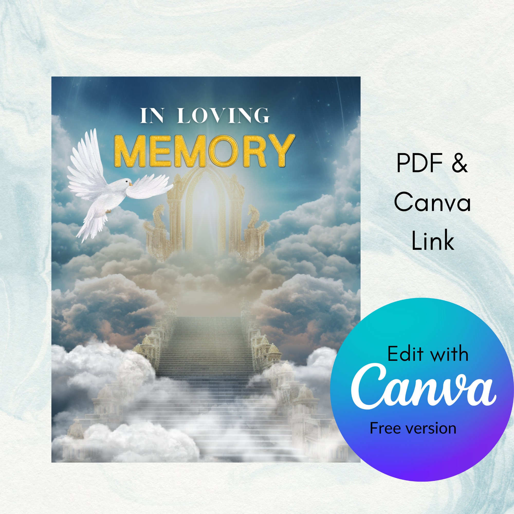 In Loving Memory, Blue Sky Heaven Stairway Memorial Background for ...