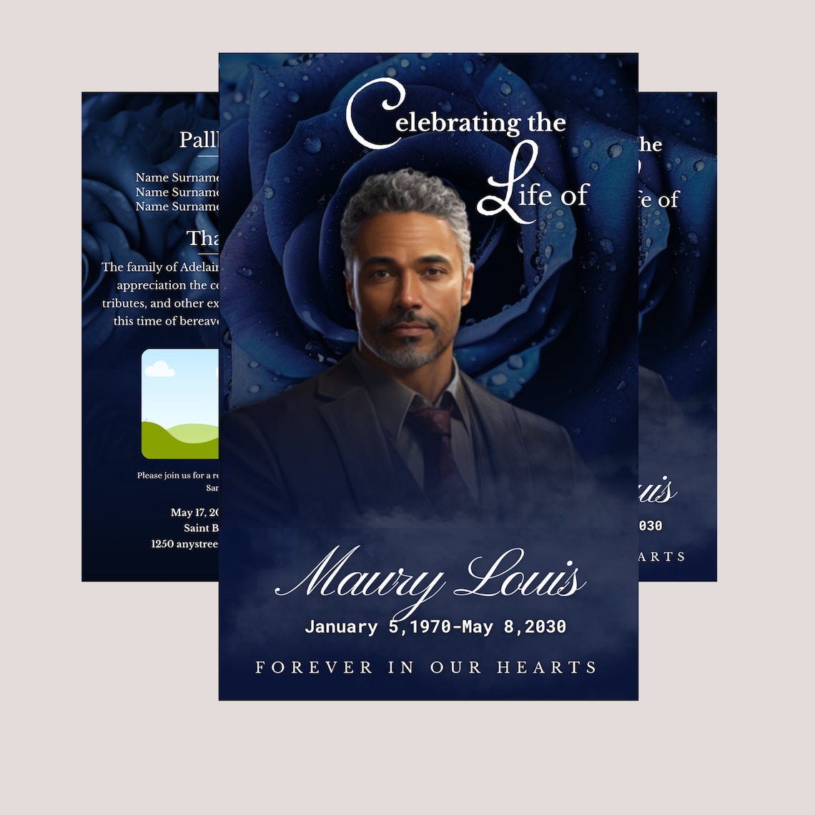 Funeral Program Template for Man Masculine Funeral Program Celebration ...