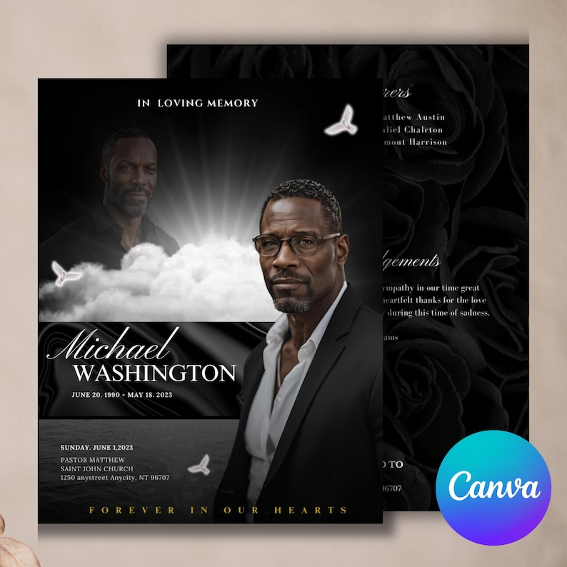 Personalized Memorial Program 8 Pages Obituary Template Magazine Cover ...