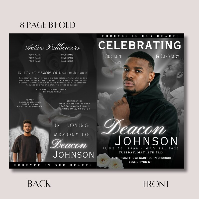 Personalized Memorial Program 8 Pages Obituary Template Magazine Cover ...