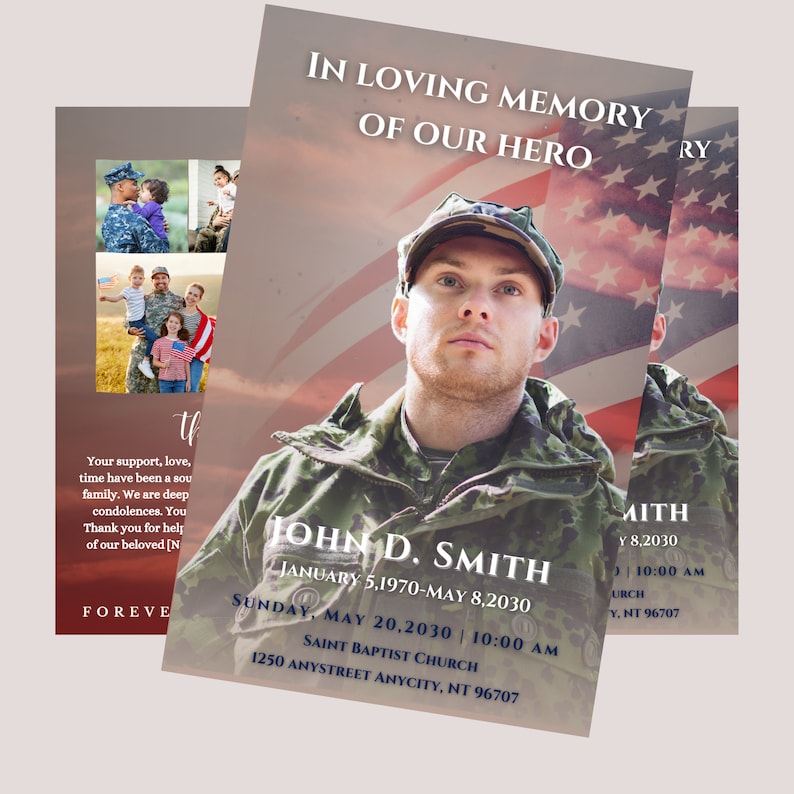 8.5x11 Military Funeral Program Memorial Program - Etsy