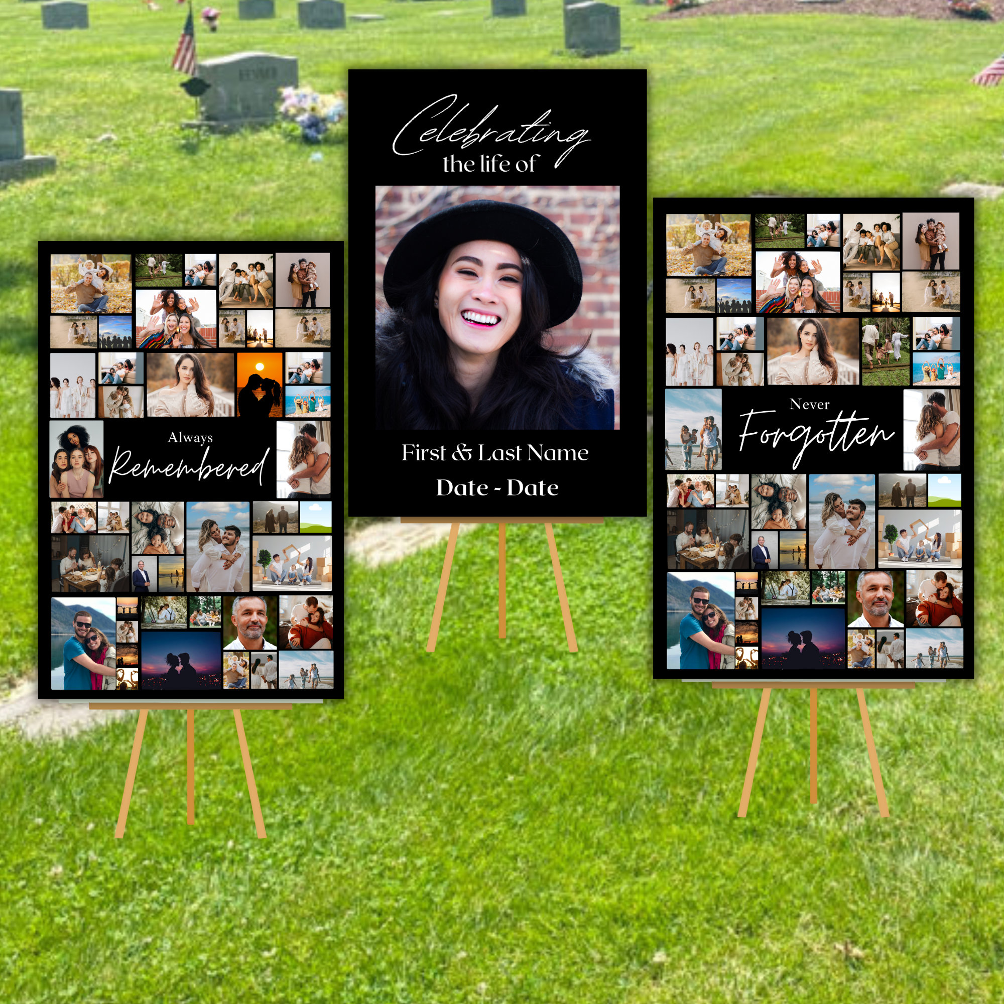 Funeral Photo Collage Poster Template, Memorial Welcome Sign (digital ...
