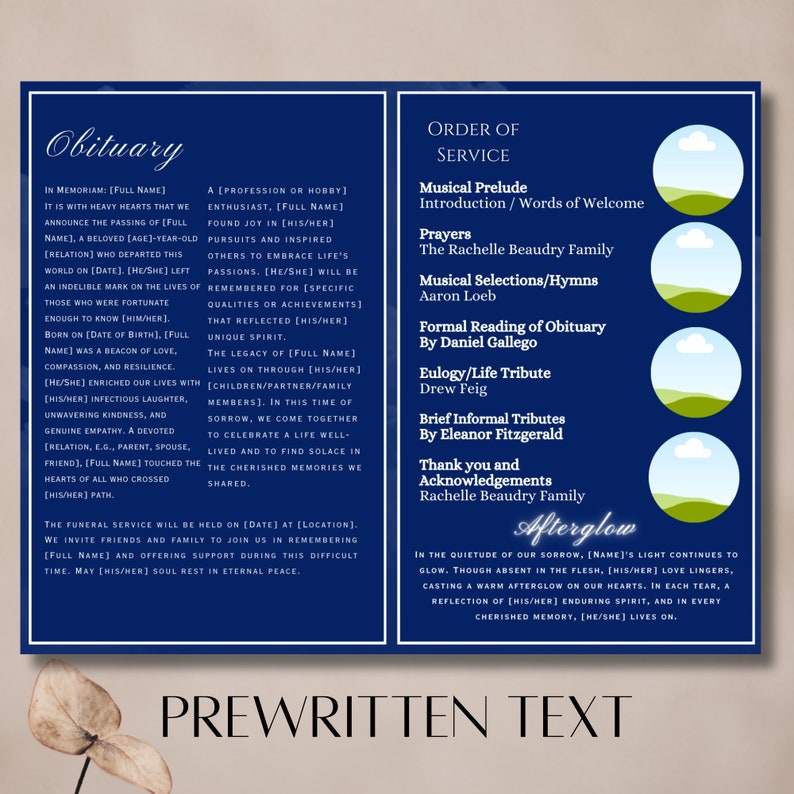 Music Memorial Program Template, Magazine Style Obituary (canva ...