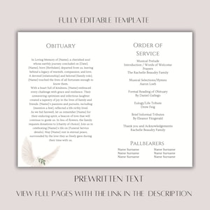 CATHOLIC Funeral Program Template | 4 Page Booklet Format | Obituary ...