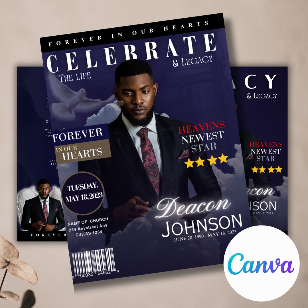 Funeral Program Booklet, 17x11 Size, Mogul Magazine Style, 8 Pages ...