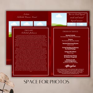 Red Funeral Program Template | Mogul Magazine Style (digital Download ...