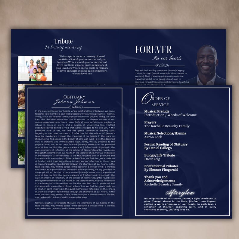 Blue Funeral Program | Mogul Magazine Style, Celebration of Life ...