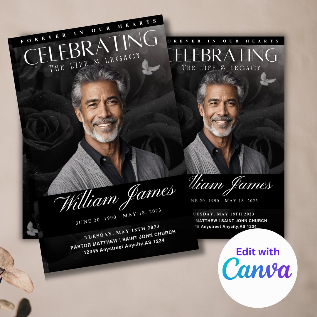Personalized Memorial Program (8 Pages)| Obituary Template | Magazine ...