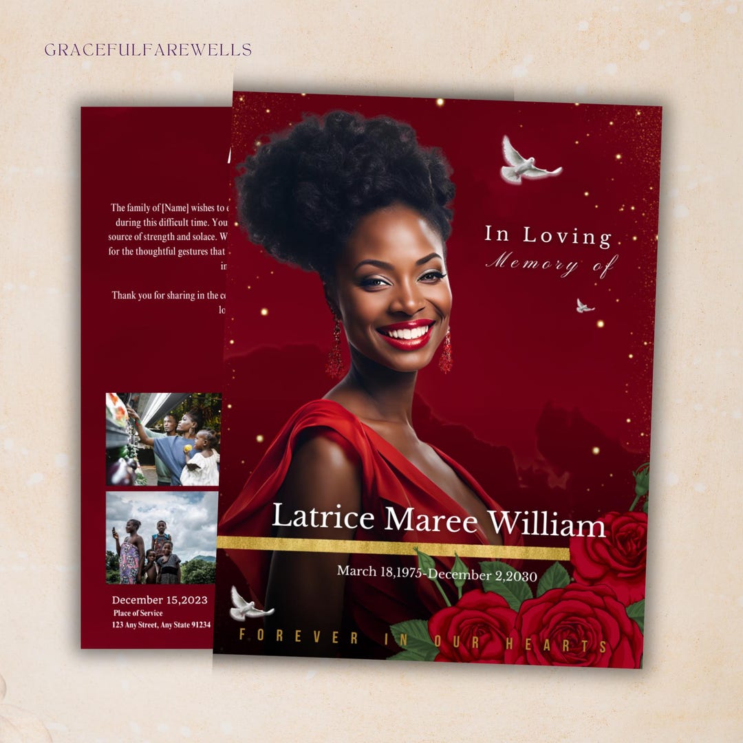 Red Funeral Program Booklet | Magazine Style, Celebration of Life ...