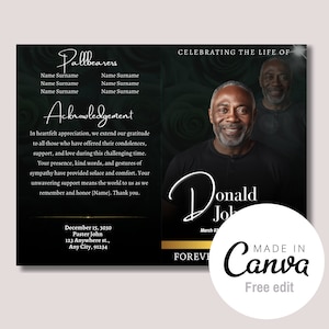 Funeral Program Template for Man | Masculine Funeral Program ...