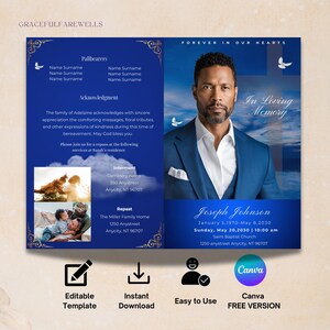 Personalized Memorial Program (8 Pages) Obituary Template Magazine ...