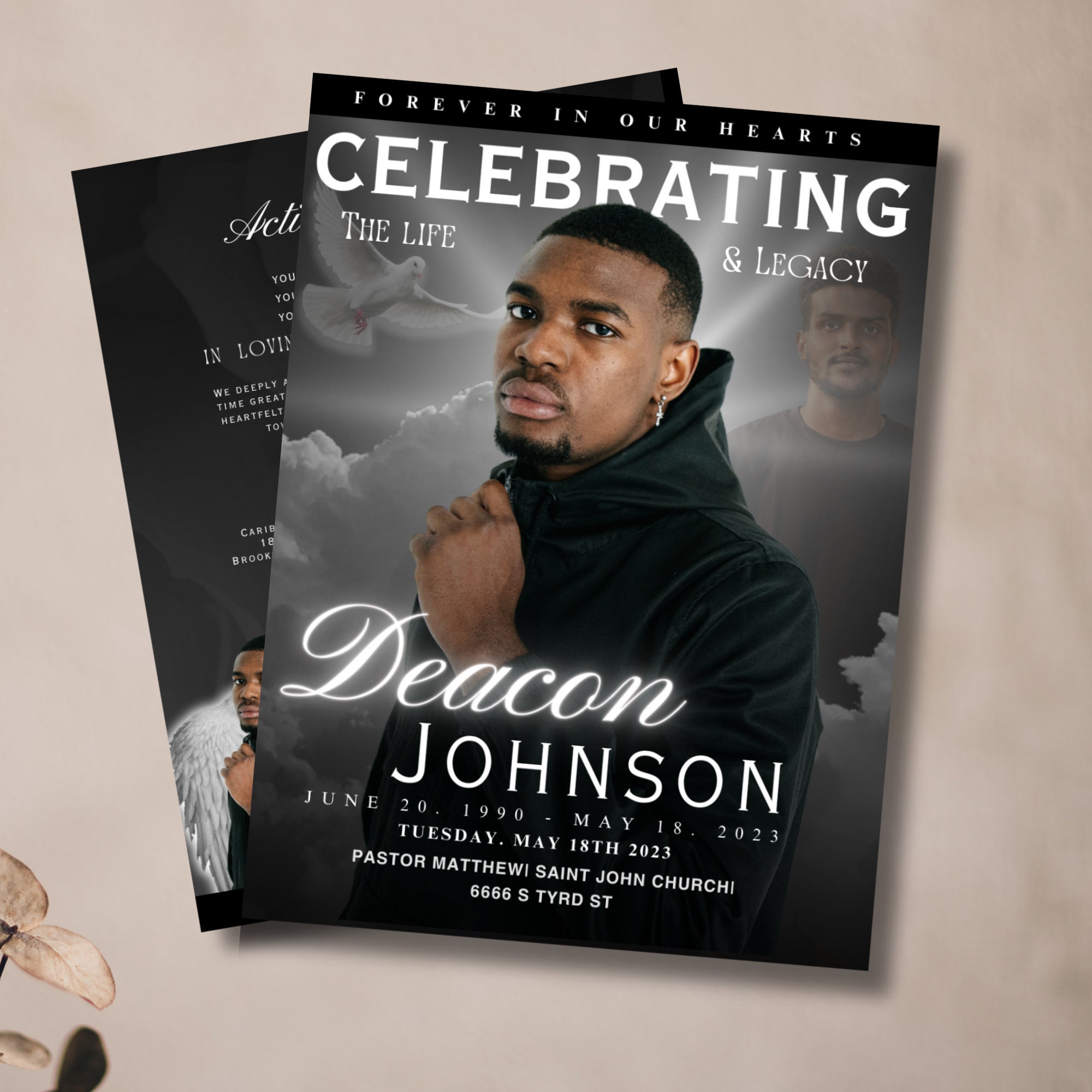 Personalized Memorial Program 8 Pages Obituary Template Magazine Cover ...