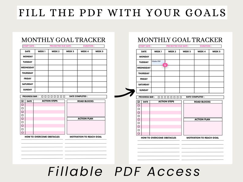 Goal Planner Template, Goal Tracker, Goal Planning Worksheet, Goal ...