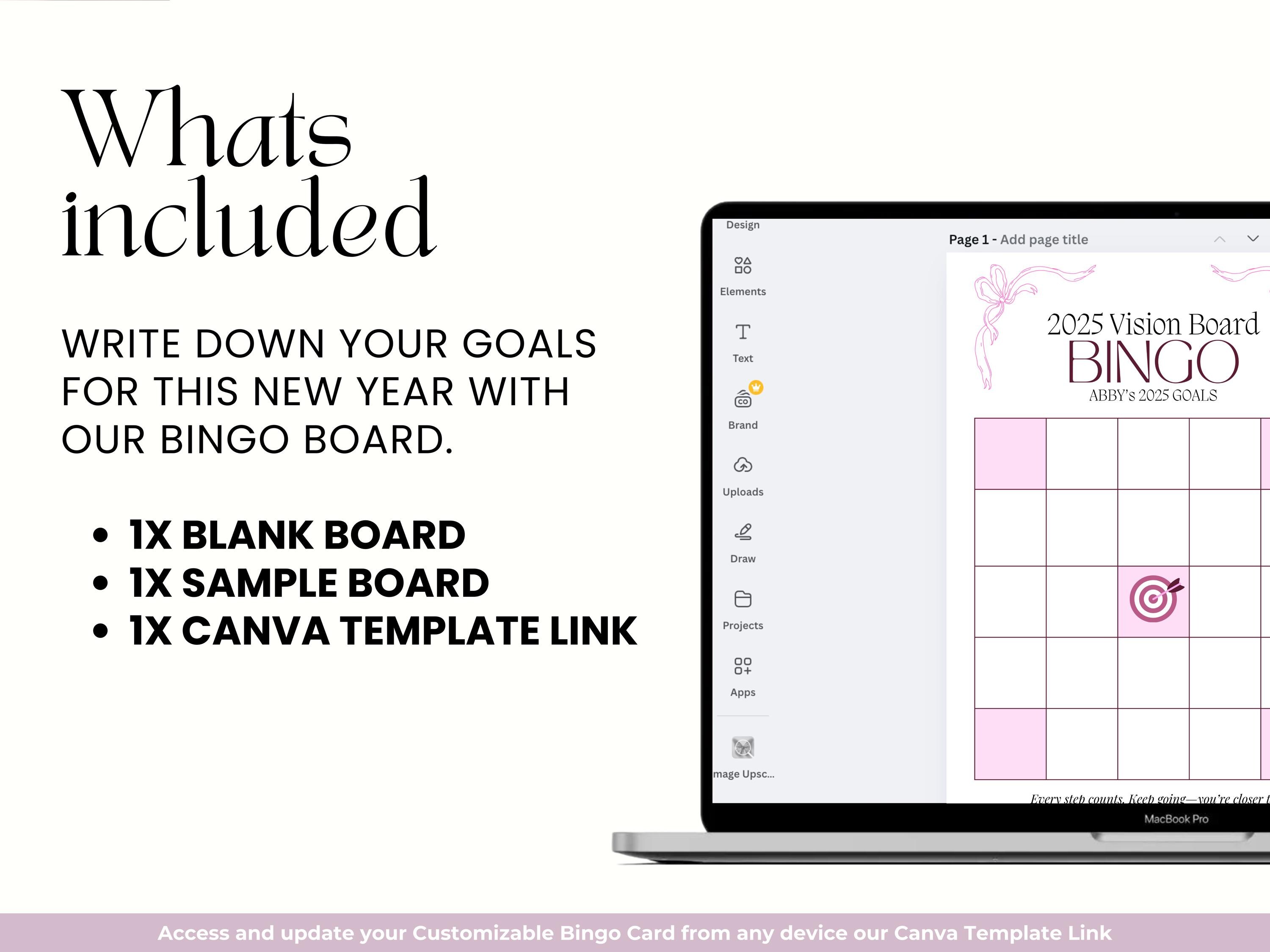 2025 Vision Board Bingo Card - Bingo Vision Board, New Years Resolution ...