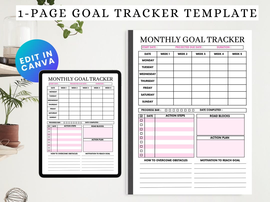 Goal Planner Template, Goal Tracker, Goal Planning Worksheet, Goal ...