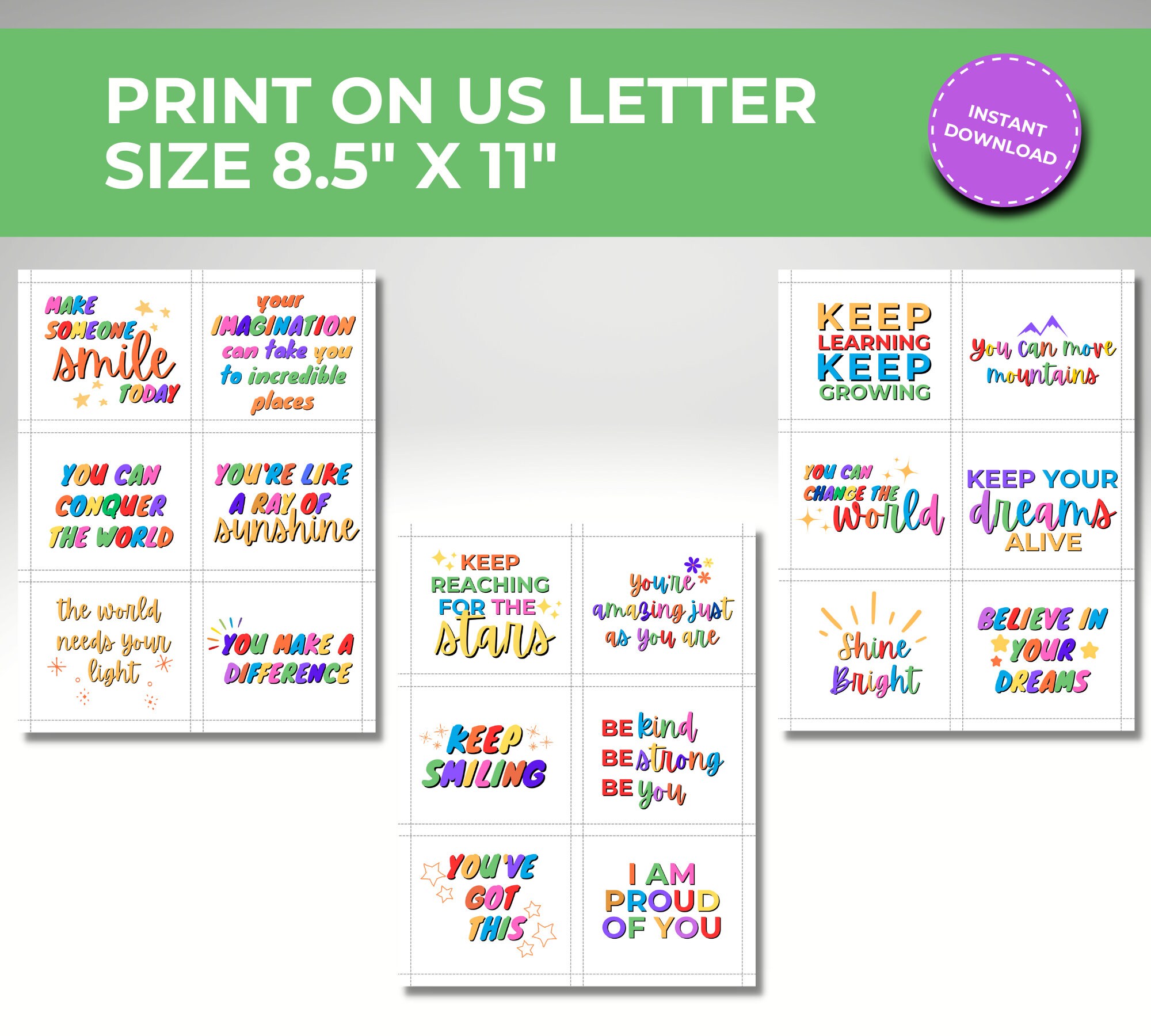 Uplifting Lunchbox Notes, Positive Lunchbox Notes, Printable Notes ...