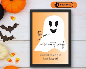 Sorry Out of Candy Sign Halloween Printable, Trick or Treat Sign ...