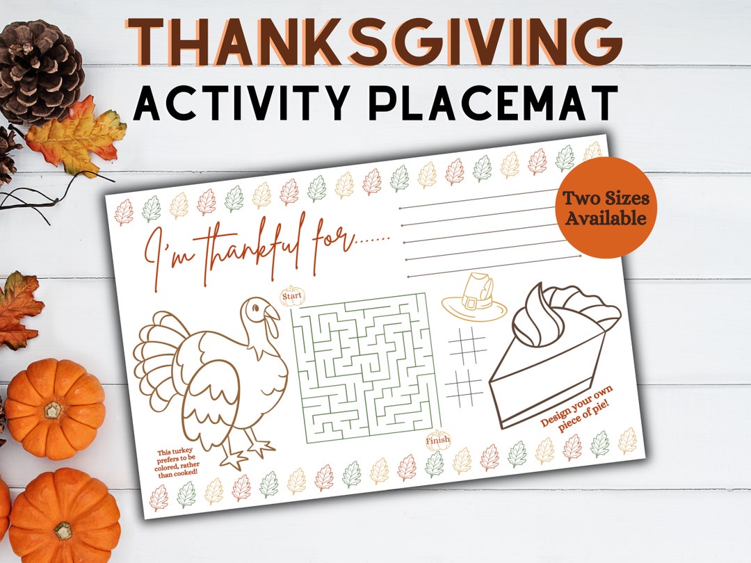 Thanksgiving Activity Placemat: Kids Coloring & Games (printable) - Etsy
