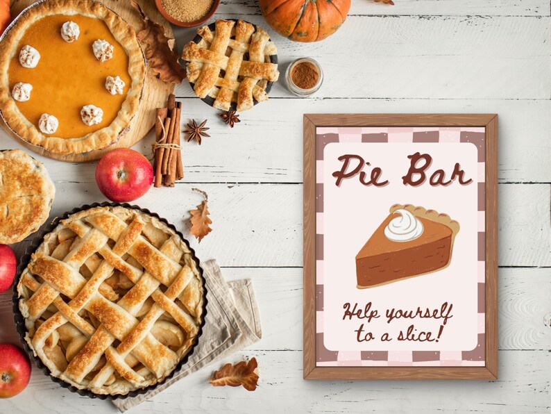 Printable Pie Bar Sign: Thanksgiving Dessert Table Decor (PDF) - Etsy