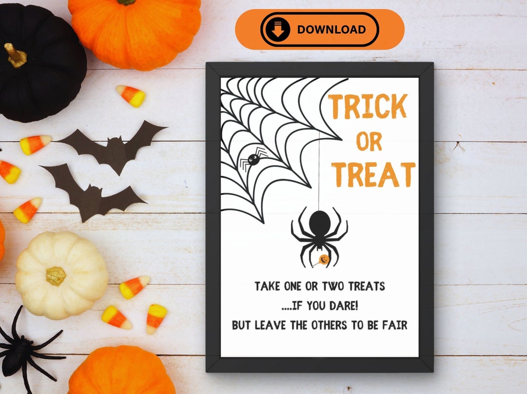 Take One or Two Treats Halloween Trick or Treat Sign, Halloween Candy ...