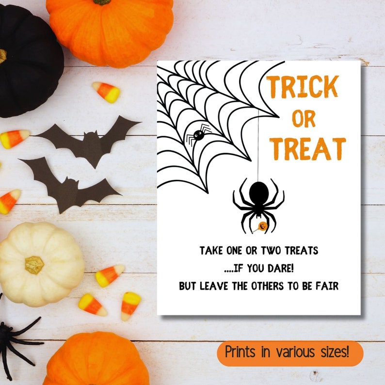 Halloween Trick or Treat Sign: Take One or Two Treats (digital Download ...