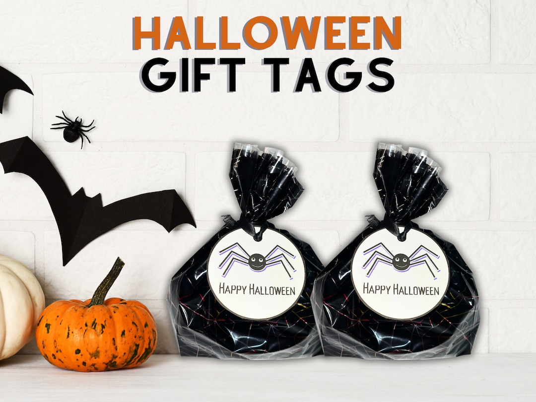 Spider Halloween Gift Tags, Halloween Treat Tag, Halloween Party Favor ...