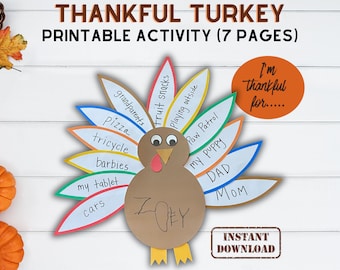 Build a Turkey Kid's Craft, Printable Thanksgiving Craft, Printable ...