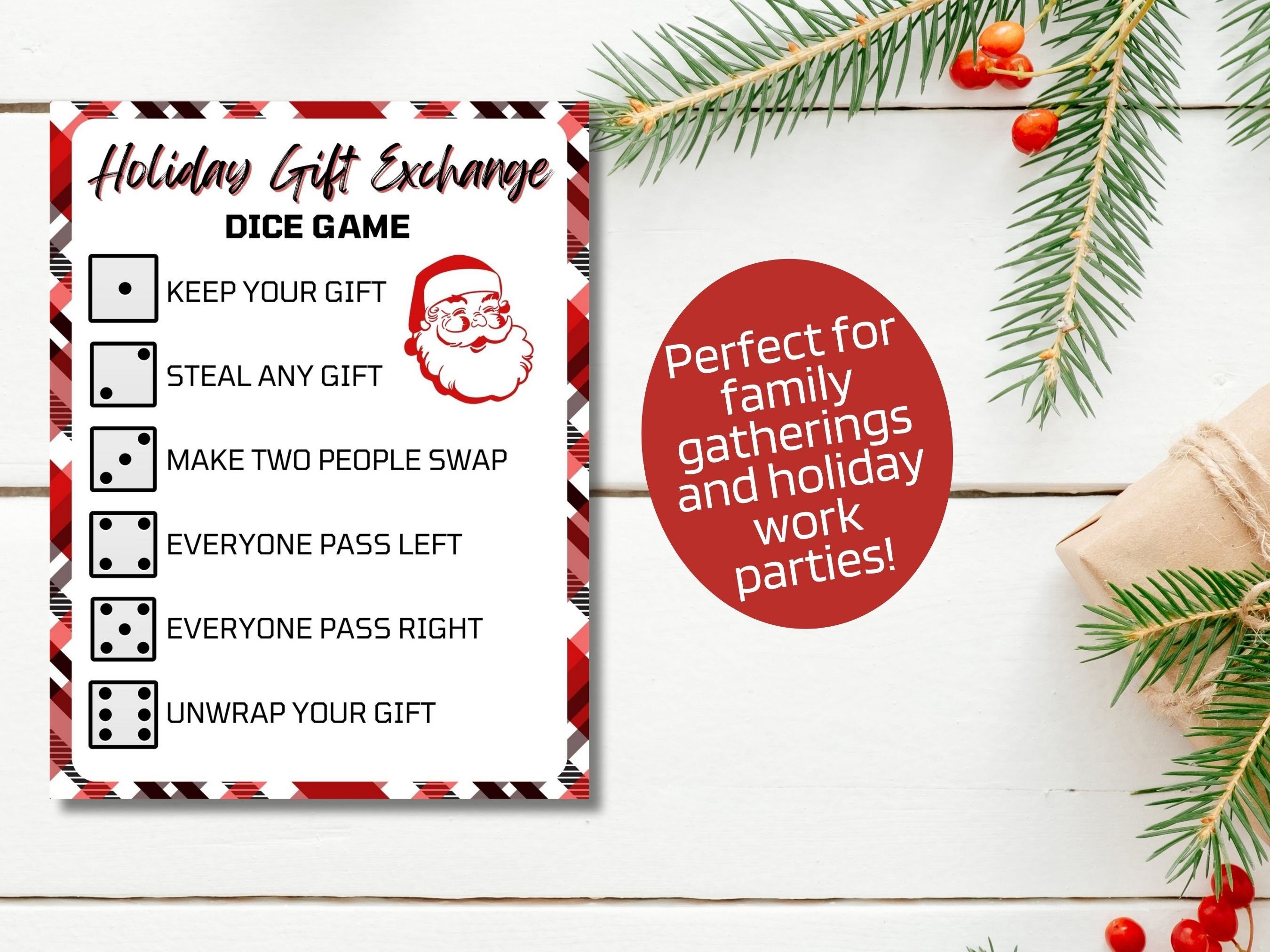 Gift Exchange Dice Game, Christmas Gift Exchange Dice Game, Holiday ...