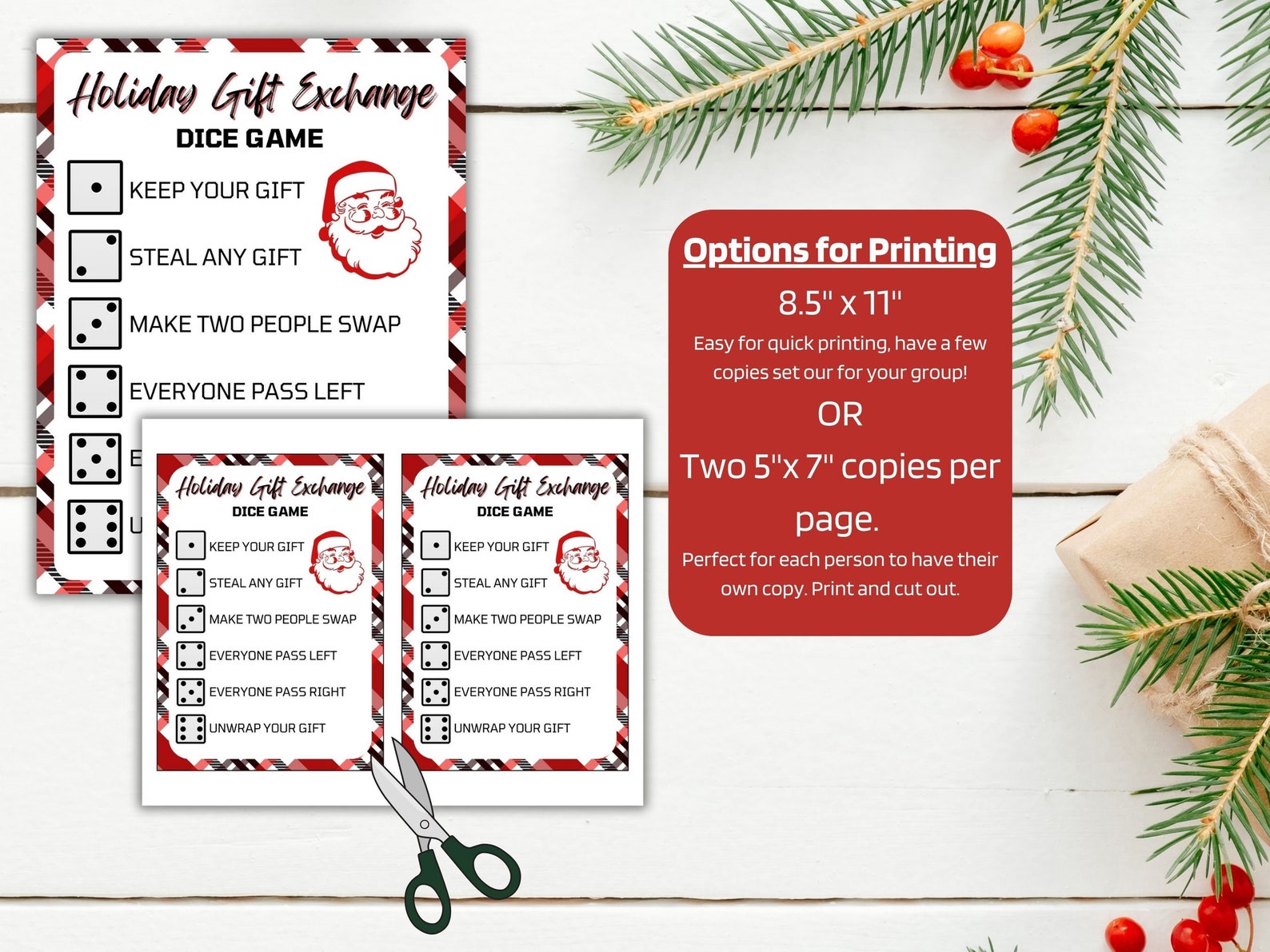 Gift Exchange Dice Game, Christmas Gift Exchange Dice Game, Holiday ...