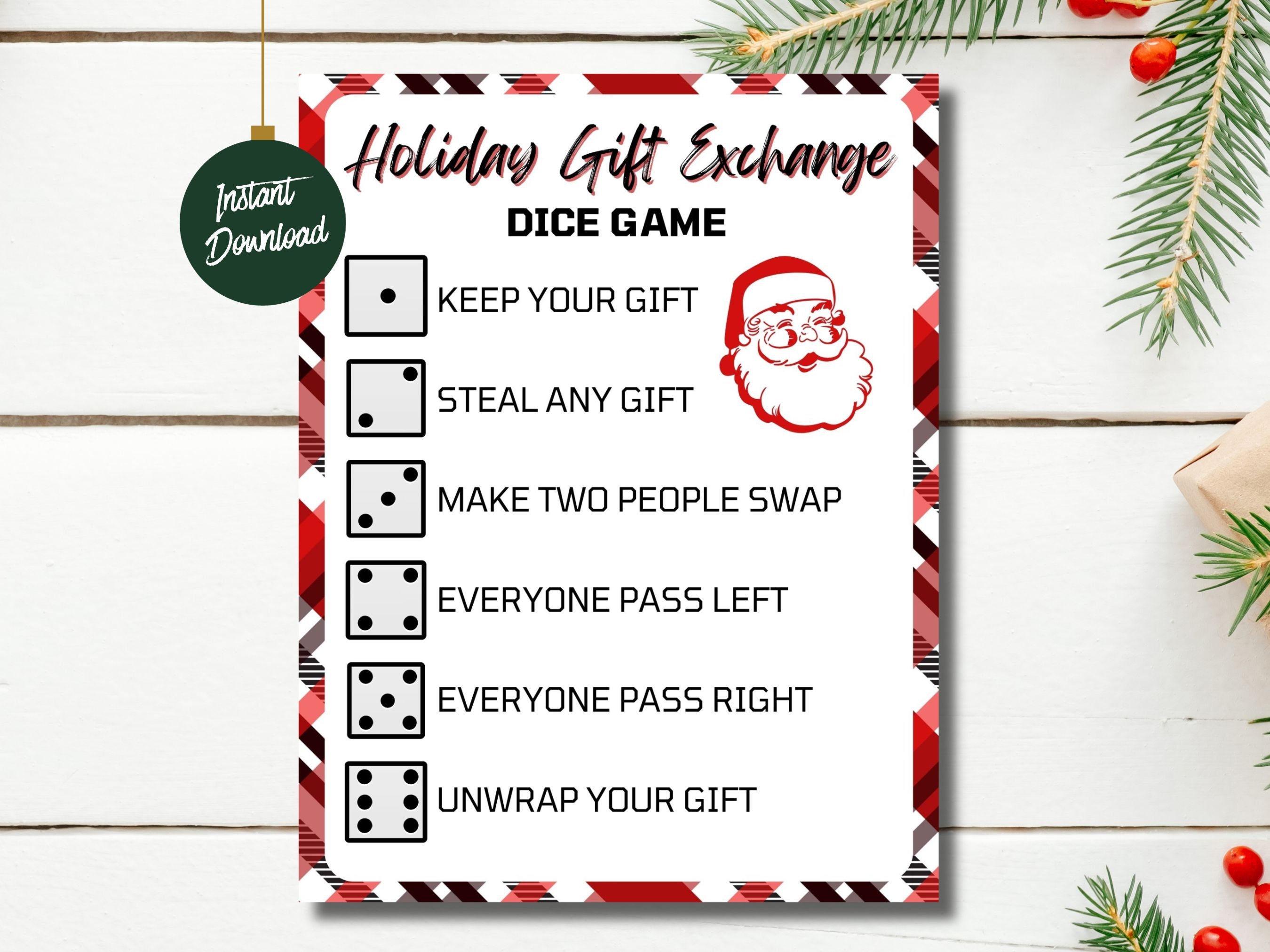 Gift Exchange Dice Game, Christmas Gift Exchange Dice Game, Holiday ...