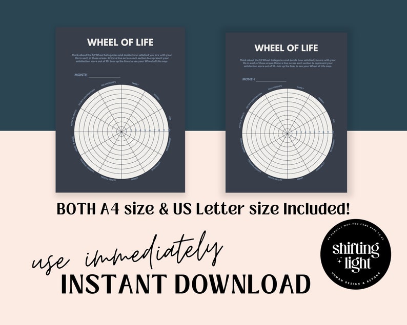 Wheel of Life Worksheet Printable Coaching Tool Life Balance Assessment ...