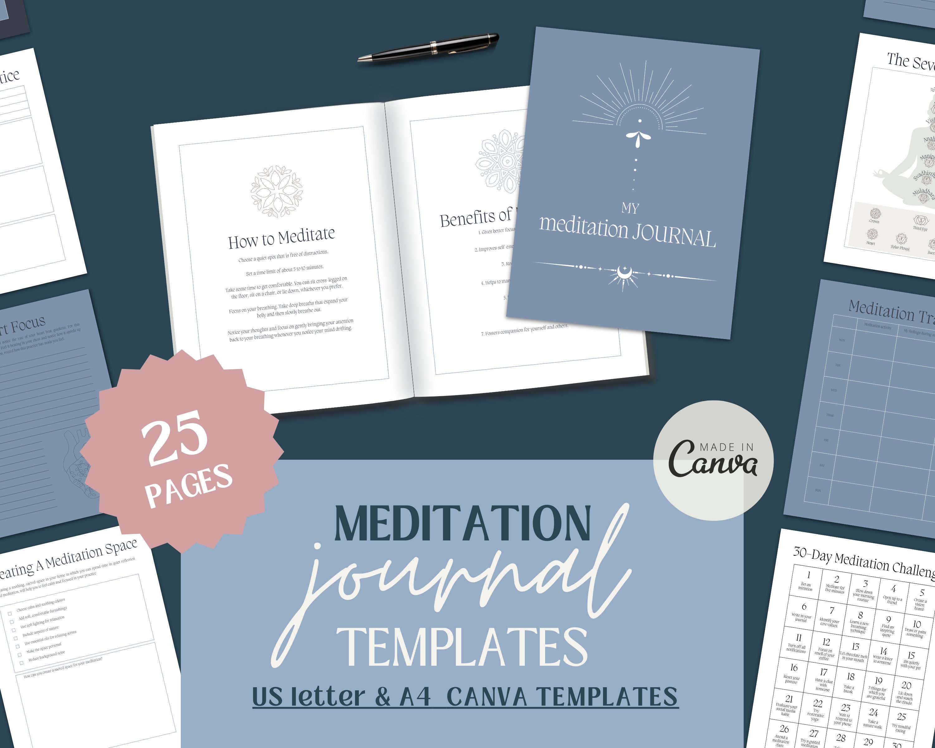 Meditation Journal Template, Meditation Journal Canva Templates ...