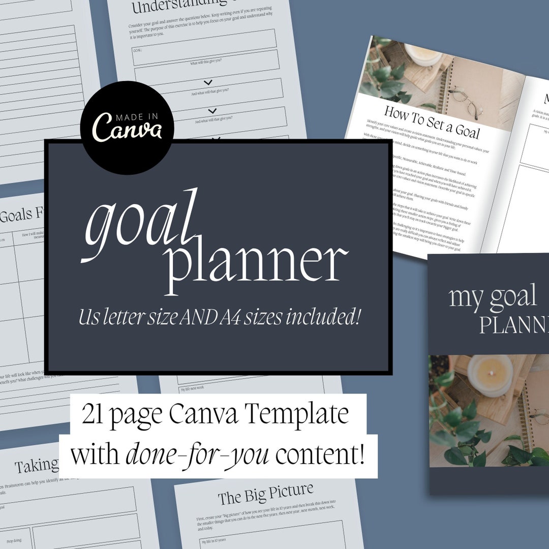 Goal Setting Workbook Canva Template Editable Goal Planner Productivity ...