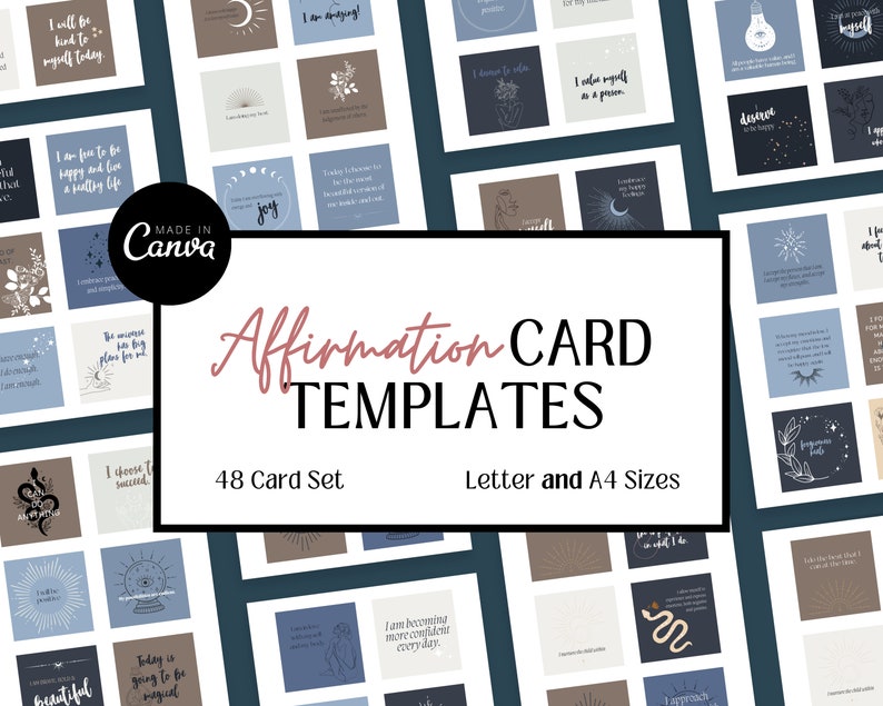 Affirmation Card Templates, Canva Templates, Positive Affirmation Cards ...