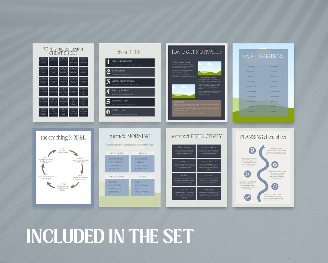 Coaching Cheat Sheet Templates: Therapy & Wellness Tools (canva ...