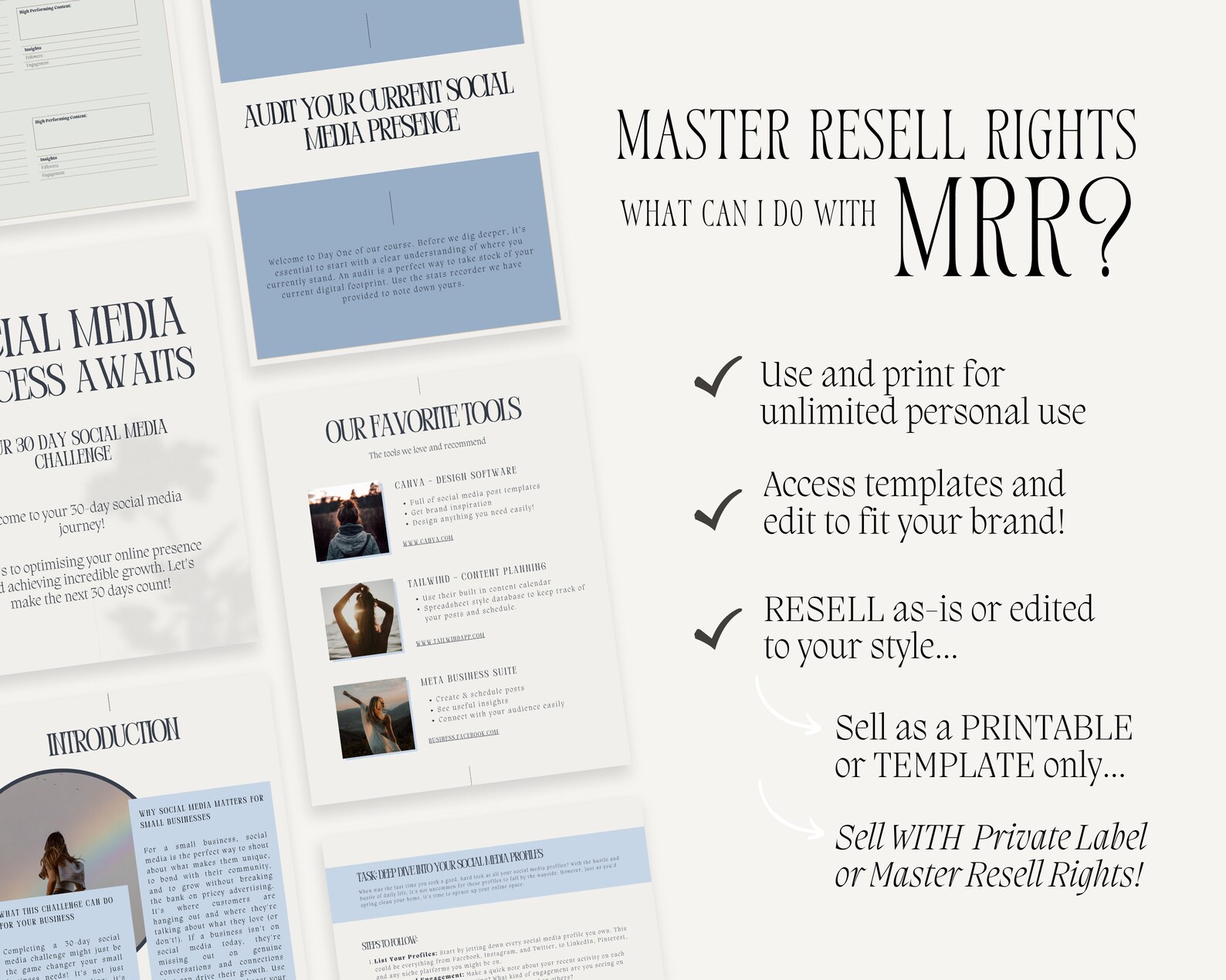 MRR 30 Day Social Media Challenge Ebook, Master Resell Rights Workbook ...