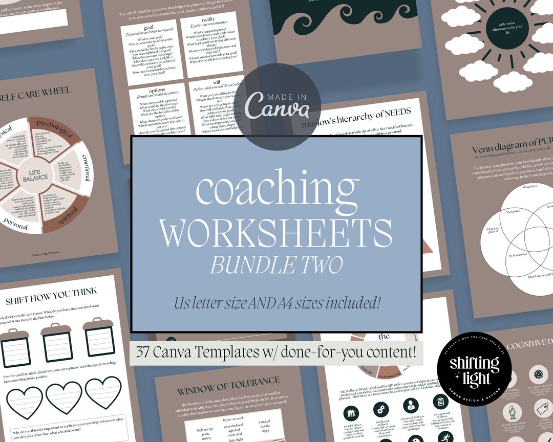 Coaching Worksheet Templates, Done-for-you, Coaching Canva Templates ...