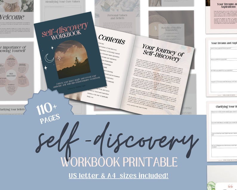 Self Discovery Workbook Printable Personal Growth Journal Core Values ...