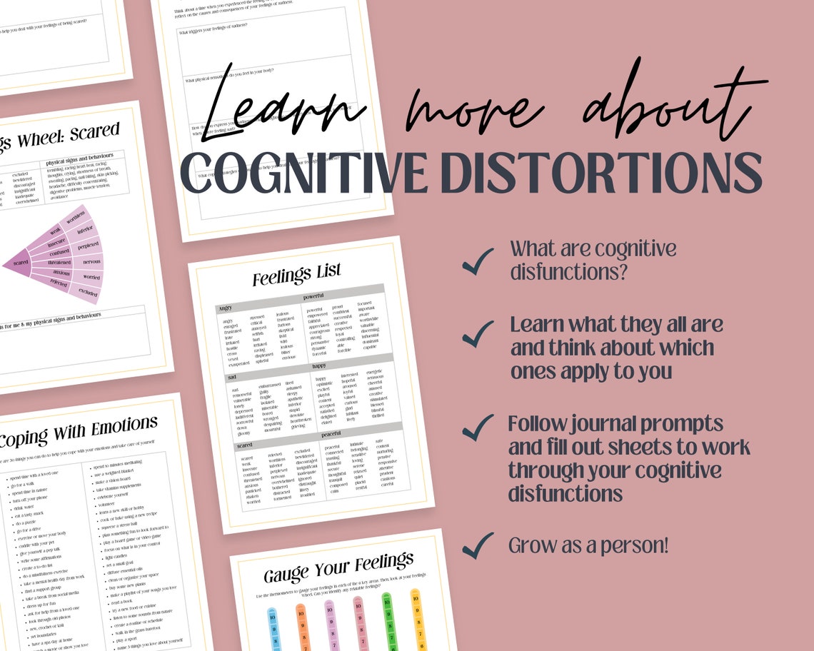 Cognitive Distortions Workbook: Mental Health Therapy Tools (PDF ...