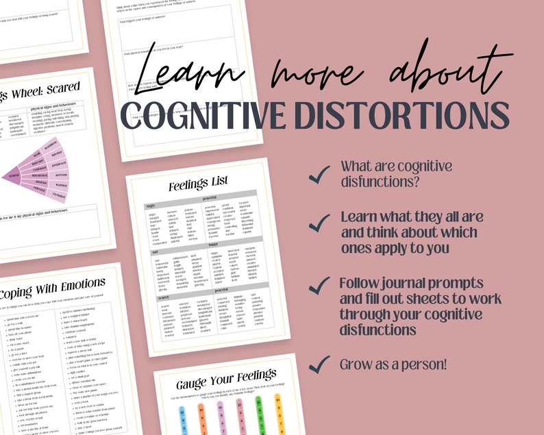 Cognitive Distortions Workbook: Mental Health Therapy Tools (PDF ...