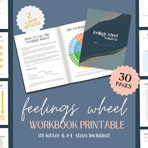 Feelings Wheel Workbook Printable Emotion Journal Therapy Worksheet ...